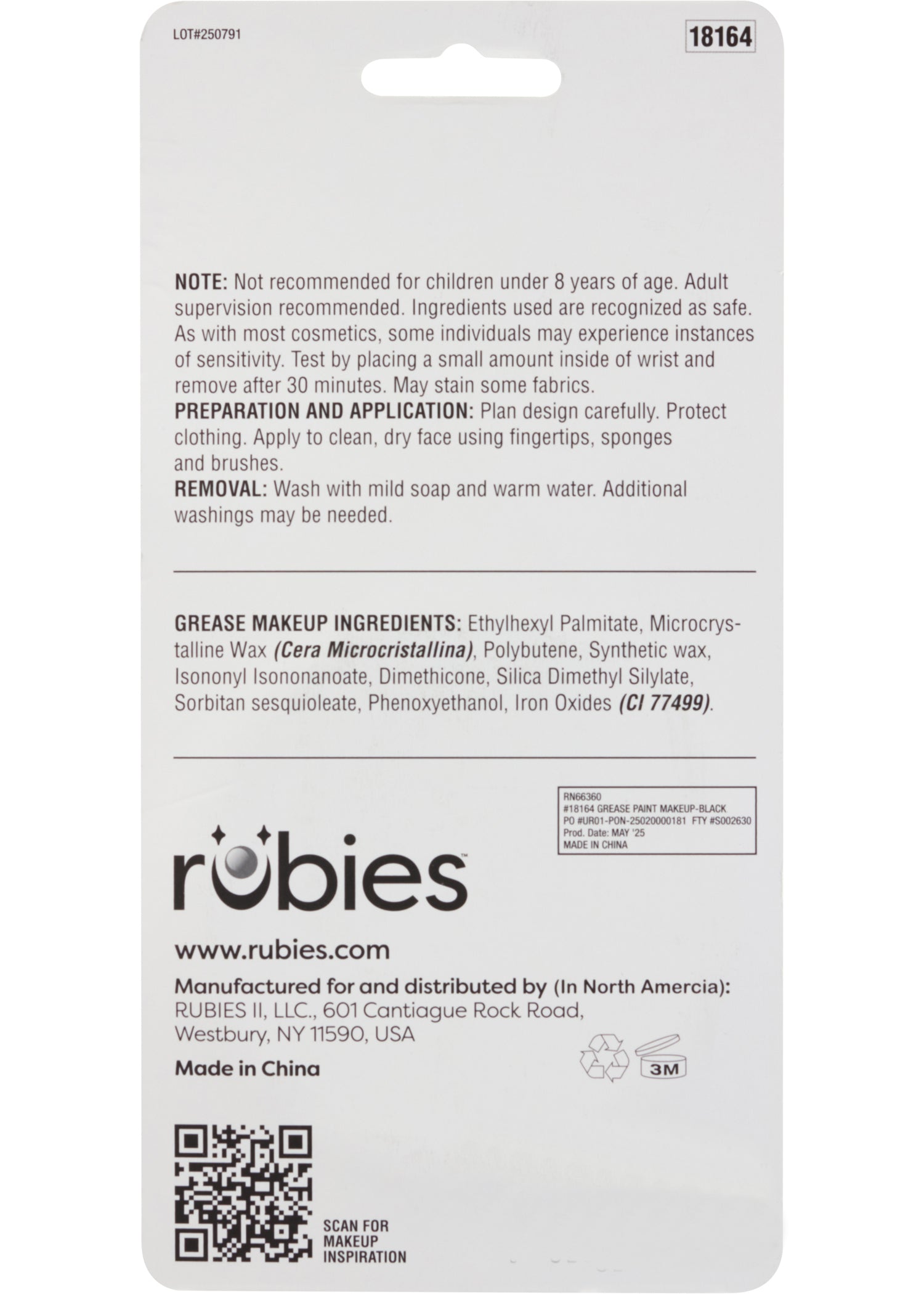 Face Paint Makeup Pot - Black