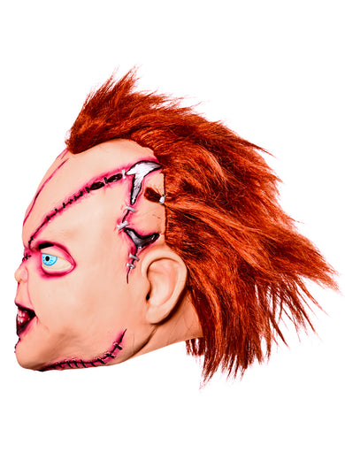 Men's Bride of Chucky Overhead Latex Chucky Mask with Hair and Stitche