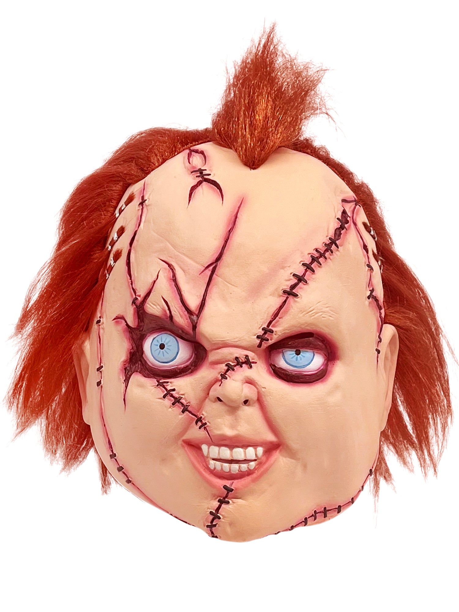 Men's Bride of Chucky Overhead Latex Chucky Mask with Hair and Stitche