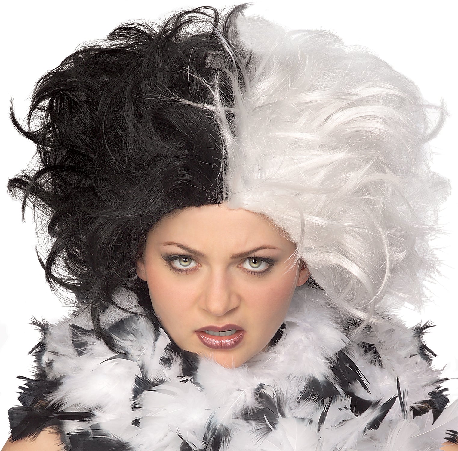 Women's Black and White Cruel Villain Wig