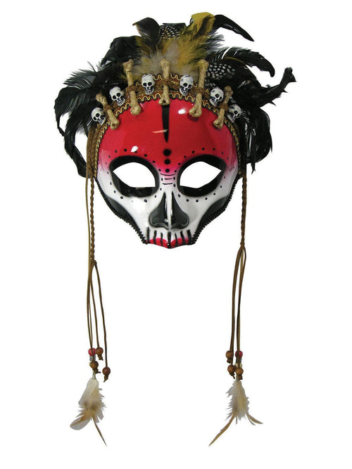Adult Voodoo Face Mask with Feathers