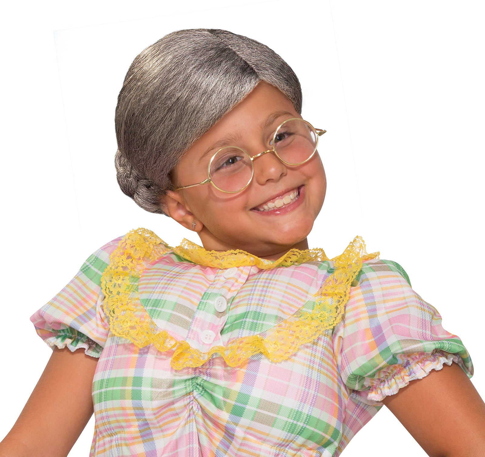 Girls' Old Lady Wig with Bun